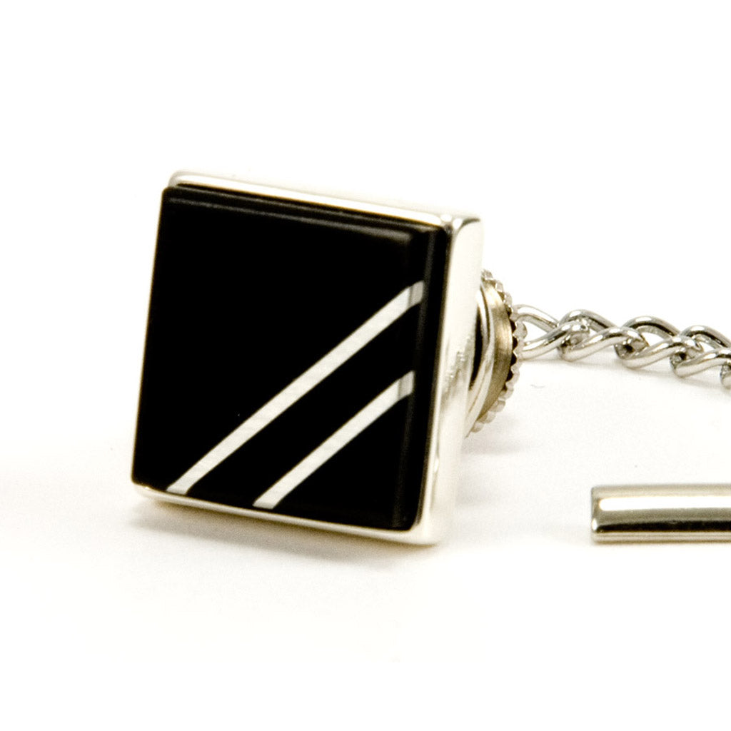 Classic Black Ebony Sterling Silver Inlay Tie Tack / Lapel Pin – bcr ...